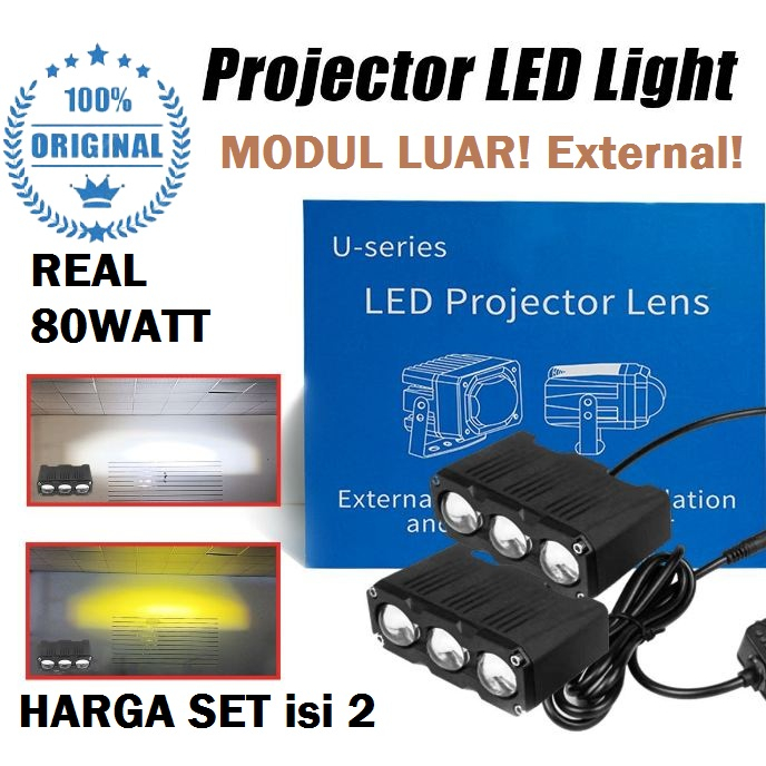 Jual U Series Lampu Tembak laser LED mini projie projector 3 Mata Lensa 2 titik 80W 80 watt ...