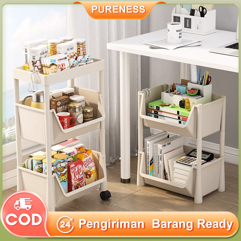 Jual Rak Buku Serbaguna Portable Rak Troli 4 Susun Rak Penyimpanan ...