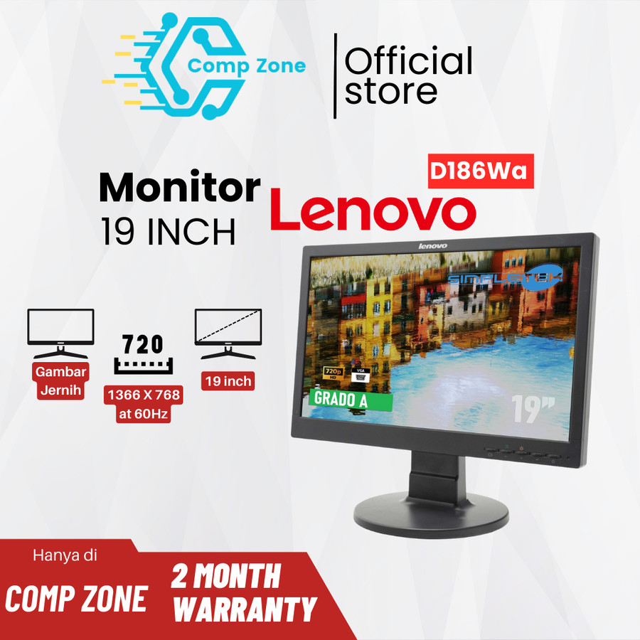 Jual Monitor LCD 19 inch Lenovo D186Wa Wide untuk kantor / admin ...