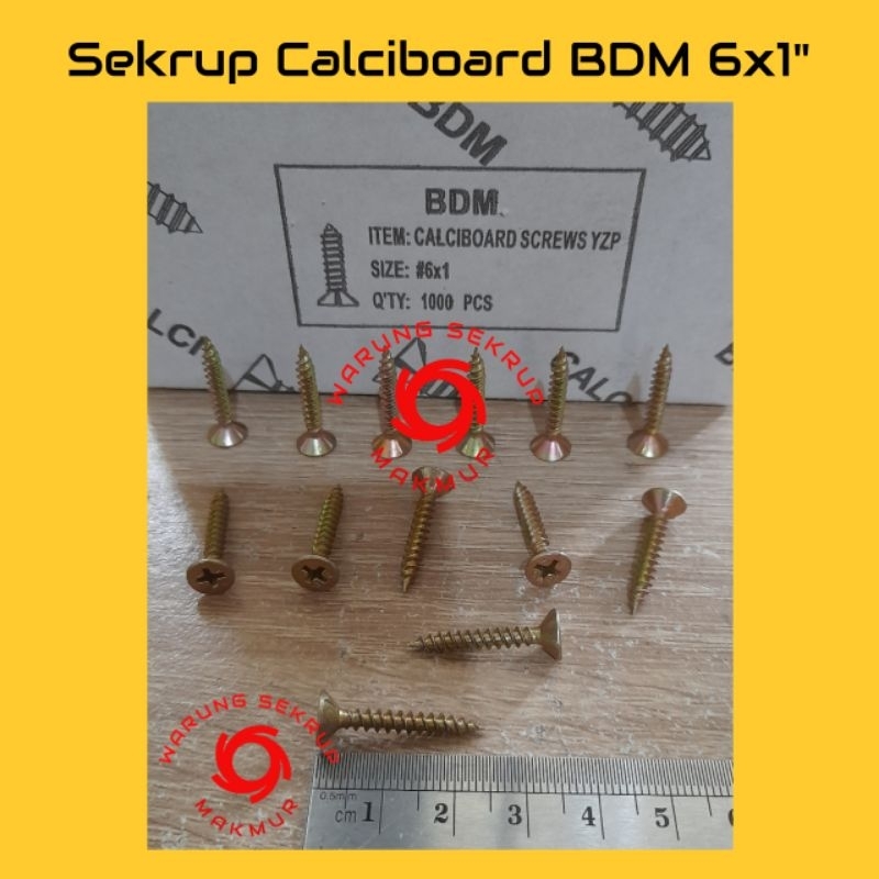 Jual (100 pcs) Sekrup Kuning GRC Kalsi 6x1 / Calciboard BDM #6x1 (2.5CM ...