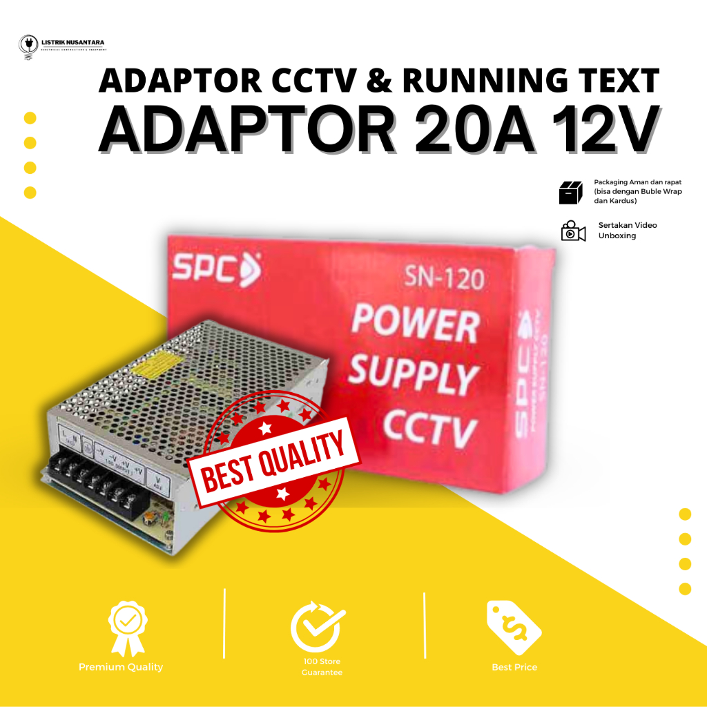 Jual Adaptor Power Supply SPC 20A 12V Trafo CCTV Led Strip Running Text ...