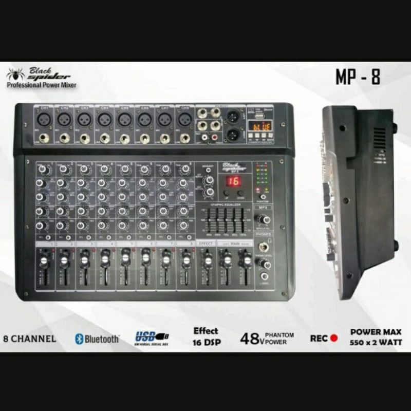 Jual power mixer audio 8 channel black spider mp 8 original | Shopee Indonesia
