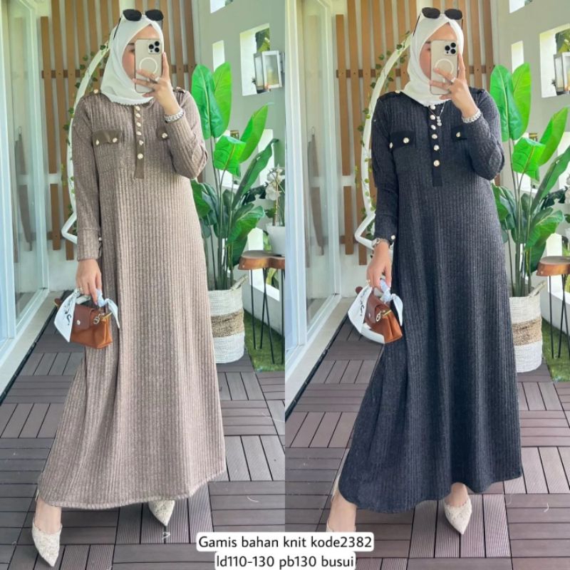 Jual Gamis Knit Rajut Polos 2382 PREMIUM BUSUI TERBARU BEST SELLER ...