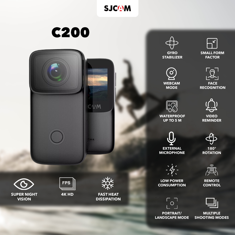Jual SJCAM C200 Body action camera security thumb camera kamera ...