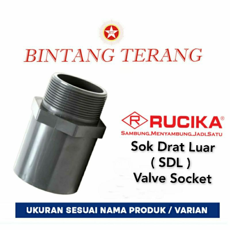 Jual Sok Drat Luar 3/4" Rucika / SDL 3/4" Rucika / Soket drat luar 3/4" / Sock Drat Luar PVC ...