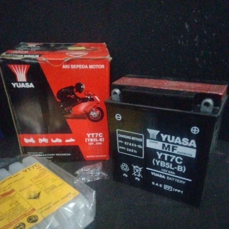 Jual AKI MOTOR ASTREA GRAND LEGENDA SUPRA FIT X 100 MIO SPORTY YUASA YT7C YB5L-B 12V 6AH VEGA ...