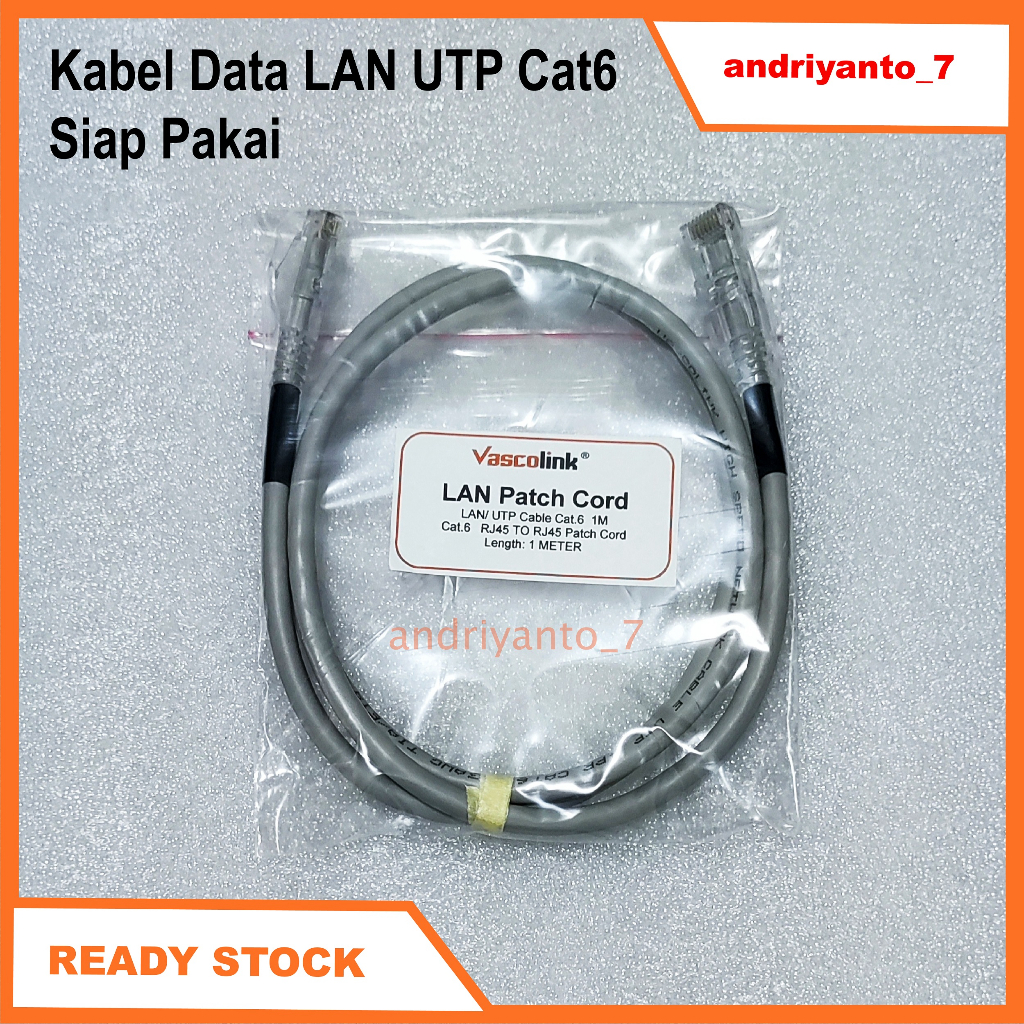 Jual Kabel Data LAN UTP Cat6 VASCOLINK 1 Meter Siap Pakai | Shopee ...