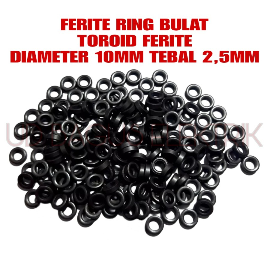 Jual 10X FERITE RING BULAT HITAM / TOROID FERITE DIAMETER 10MM TEBAL 2 ...