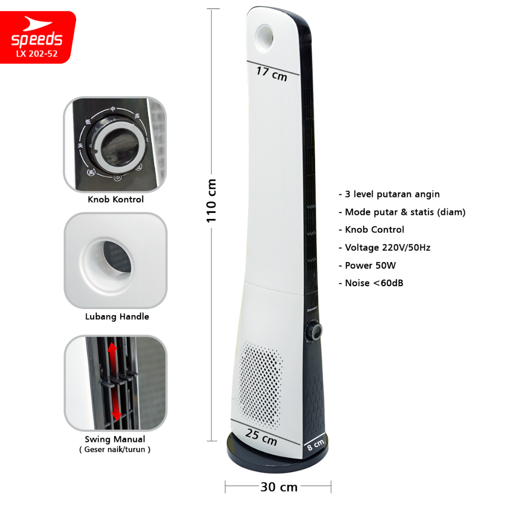 Jual SPEEDS Tower Fan Air Cooler Kipas Angin Lantai Kipas Blower Kipas ...