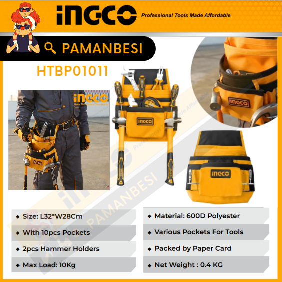 Jual TAS PINGGANG SABUK PERKAKAS ALAT TUKANG HAND TOOLS INGCO HTBP01011 ...