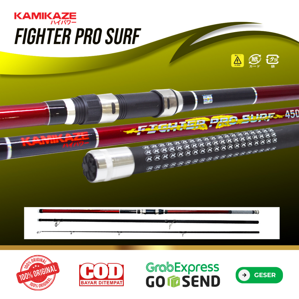 Jual Kamikaze Joran Pancing Sambung Tiga Fighter Pro Surf 360CM - 450CM ...
