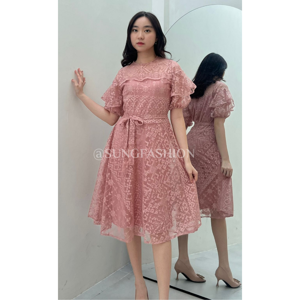 Jual S175 dress pesta wanita elegan party dress brokat premium | Shopee ...