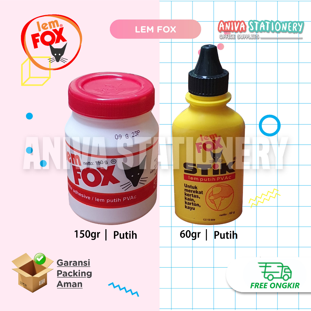 Jual LEM FOX PUTIH 150 GR STIK STICK 60 GR PVAC KAYU KERTAS | Shopee Indonesia