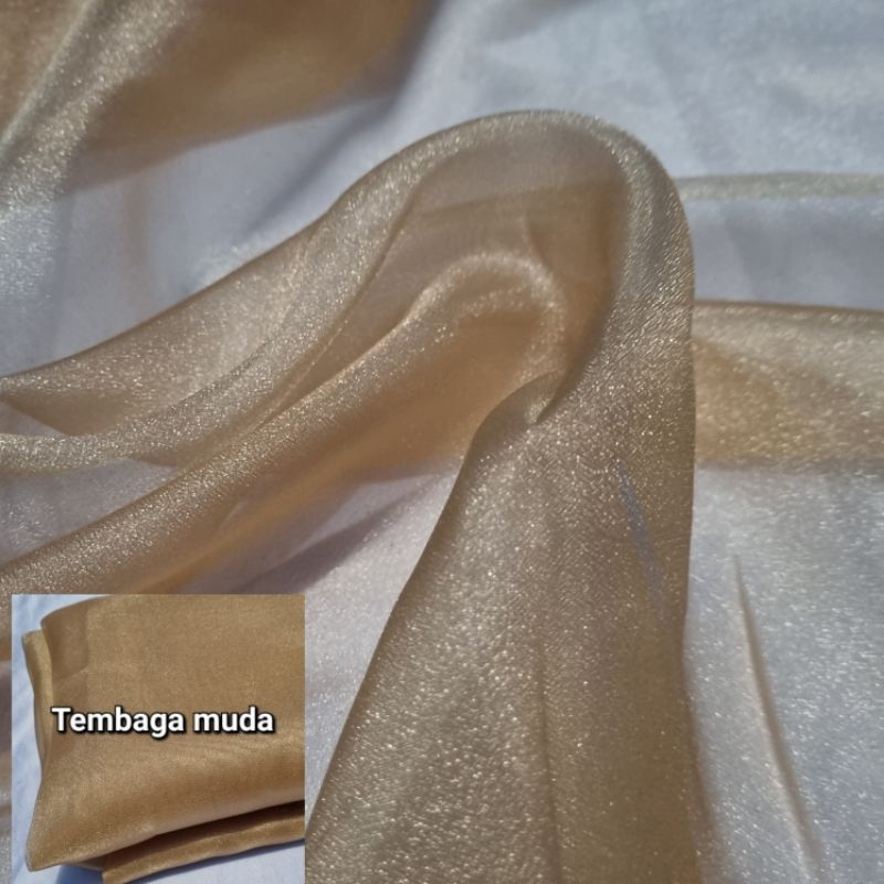 Jual kain organza pasir/crinkle metalik/sparle gliter/organza crystal ...