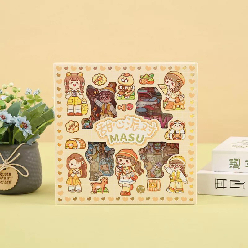Jual ( KKM ) MASU Sticker Box Aesthetic Karakter Cewek Korea Waterproof ...