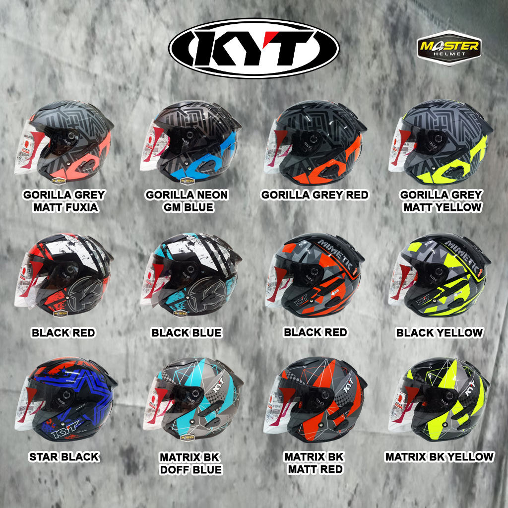 Jual (TERBARU) HELM KYT GALAXY SLIDE FLAT R MOTIF HELM HALF FACE DOUBLE ...