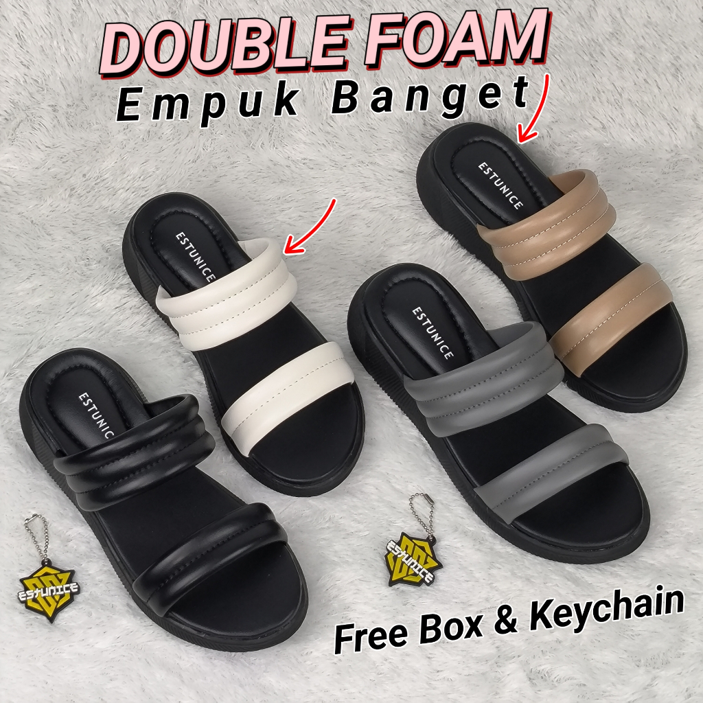 Jual Estunice Sandal Slop Wanita Sendal Selop Wedges Terbaru Kekinian ...