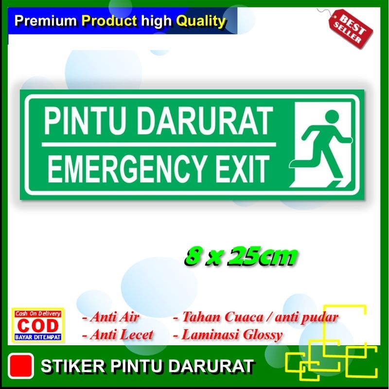 Jual Stiker pintu darurat emergency exit sticker pintu darurat keluar ...