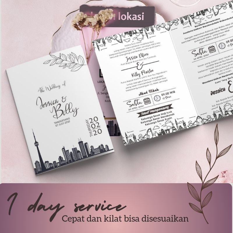 Jual JASMINE CARD 20 CETAK CEPAT UNDANGAN PERNIKAHAN MURAH UNIK FLORAL ...