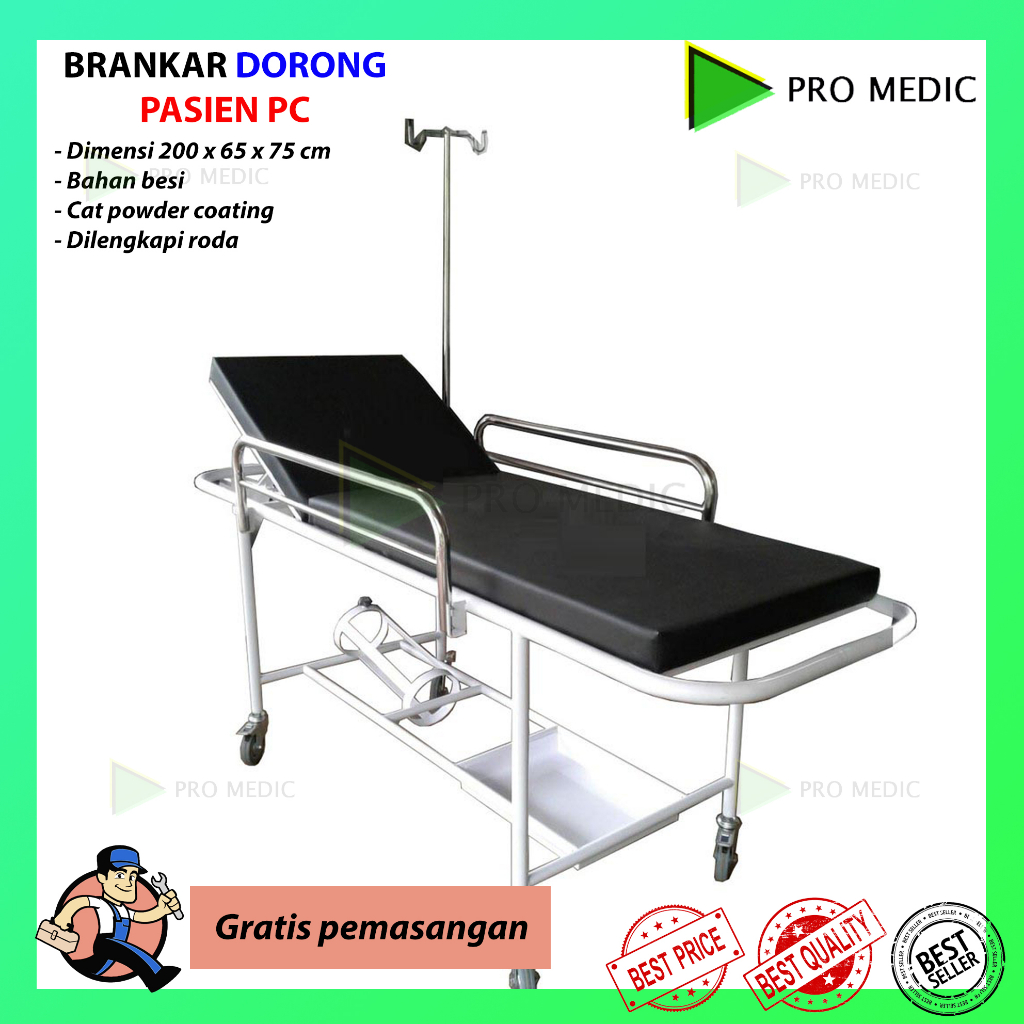 Jual Tandu Dorong Medis Komplit | Brankar Pasien Komplit Powder Coating ...
