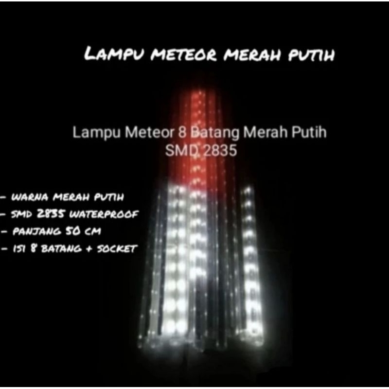 Jual Lampu Hias Lampu Meteor Merah Putih dan RGB 8 Batang 50 cm ...