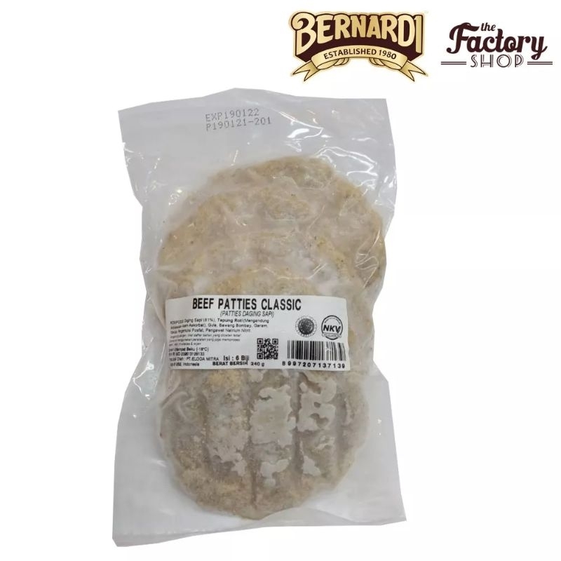 Jual Bernardi Beef Patties Classic 240g Isi 6 Pcs Patties Daging Sapi ...