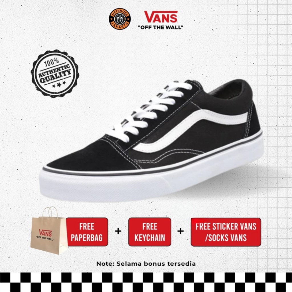 Jual Net Project - Vans Old Skool Original Classic Black White Sepatu ...