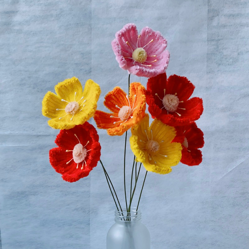Jual POPPY PIPE CLEANER FLOWER | BUNGA KAWAT BULU ECER | Shopee Indonesia