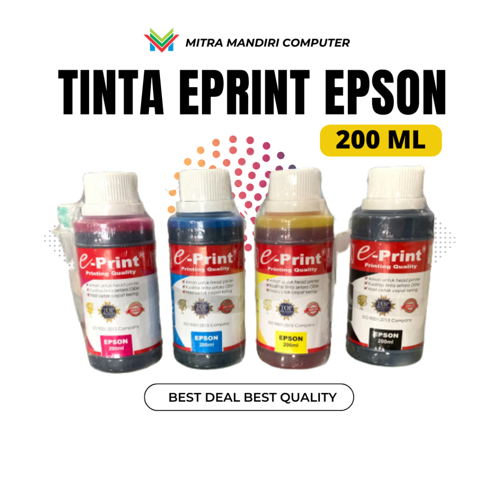 Jual Tinta Eprint Epson 200ml Black, Cyan, Magenta , Yellow | Shopee ...