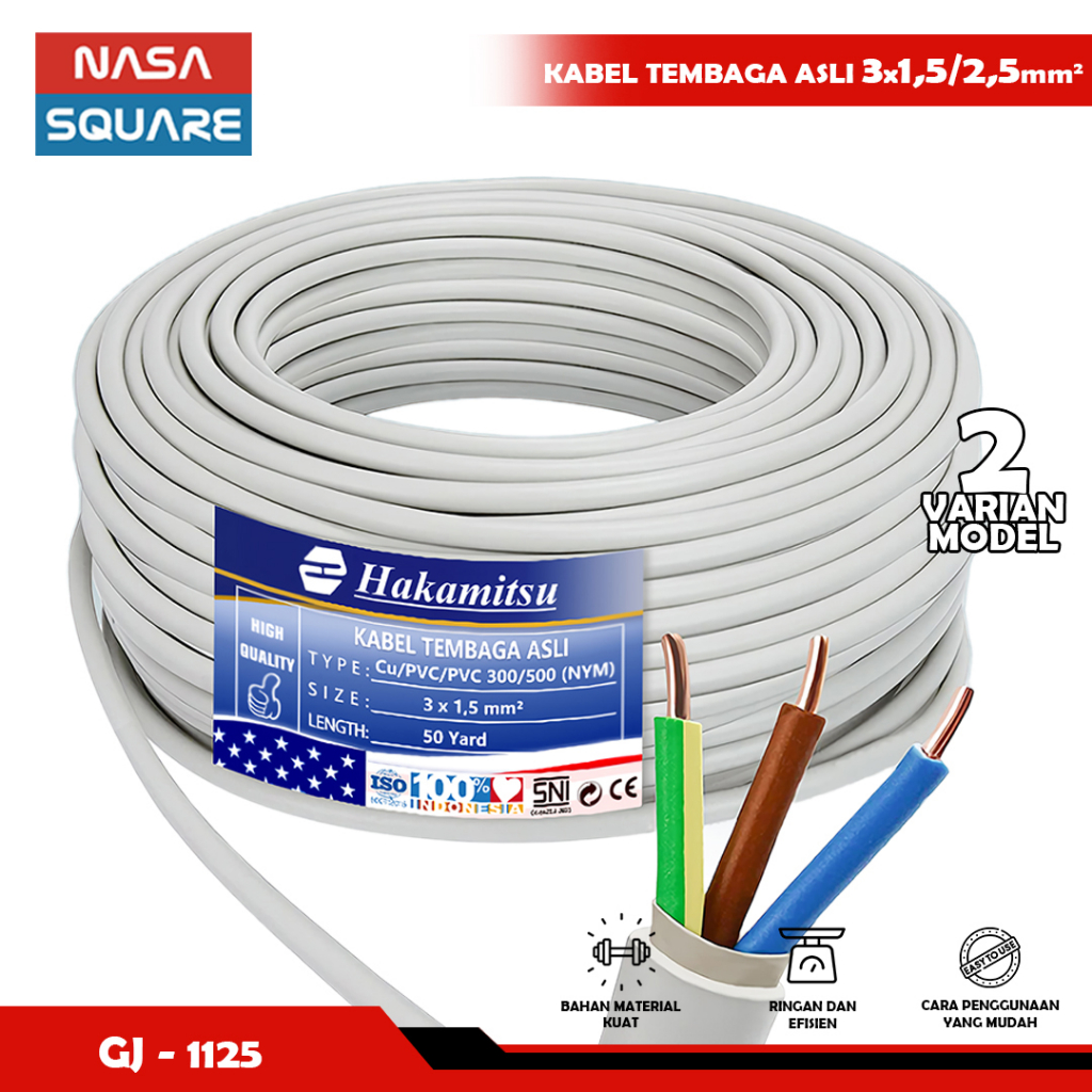 Jual Kabel Listrik Putih 3x1,5mm & 3x2,5mm Asli Tembaga Premium - NASA ...
