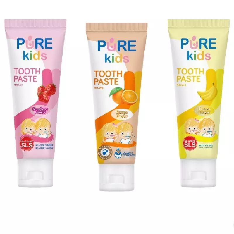 Jual Pure Kids Toothpaste Banana / Strawberry / Orange / Bubble Gum ...