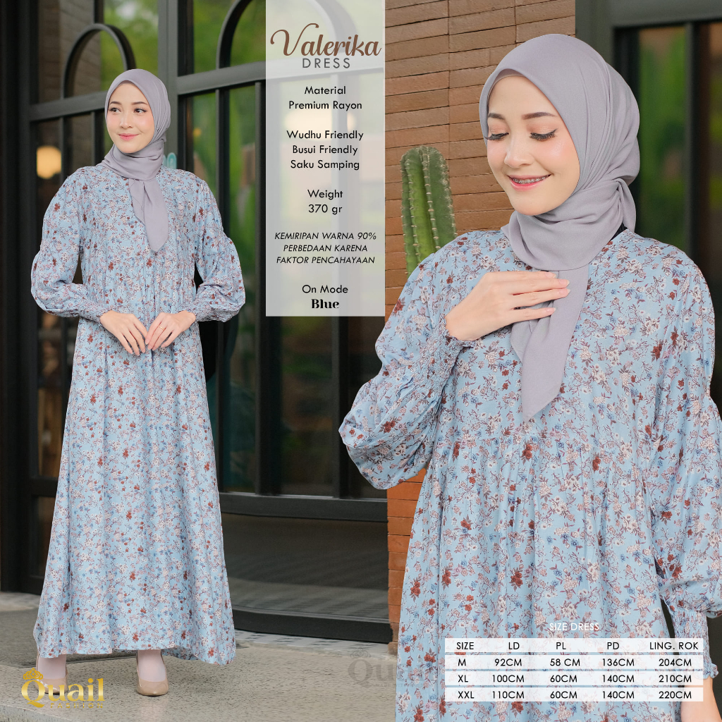 Jual Quail Hijab - VALERIKA EXCLUSIVE DRESS MOTIF ORI QUAIL | Shopee Indonesia