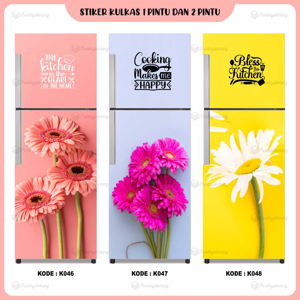 Jual STIKER KULKAS 1 PINTU STIKER KULKAS 2 PINTU MOTIF BUNGA FRESH ...