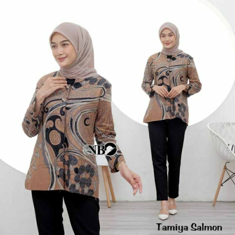 Jual Baju Batik Wanita Modern Kantor Elegan Lengan Panjang Kancing ...