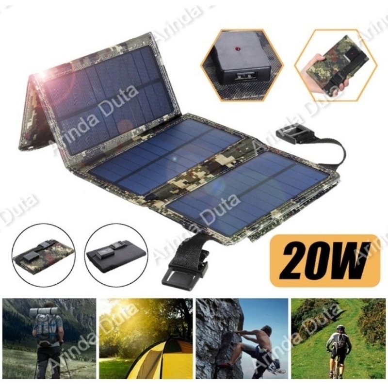 Jual Solar panel lipat portable foldable 20W | Shopee Indonesia