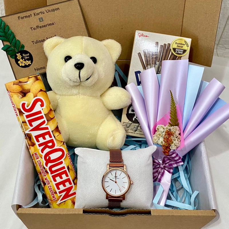 Jual HADIAH BONEKA SNACK JAM KADO ULTAH CEWE HAMPERS ULANG TAHUN CEWEK ...