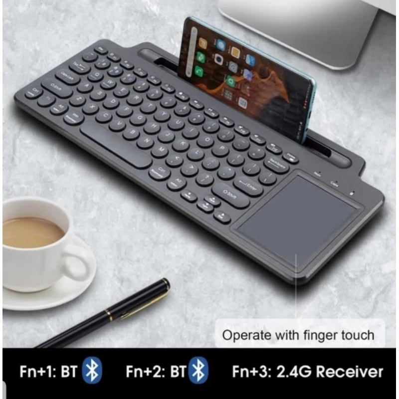 Jual Silent keyboard wireless 3 multi device touchpad keyboard | Shopee ...