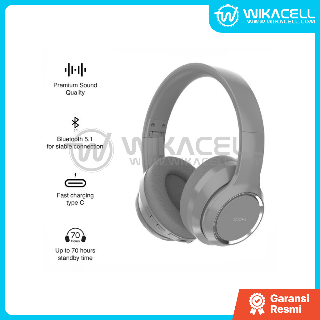 Jual Loops Bluetooth Headphone X01 - Blue/Grey | Shopee Indonesia