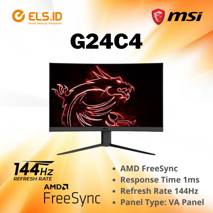 Jual Monitor LED Gaming MSI Optix G24C4 24' 144Hz 1ms Curved Screen ...