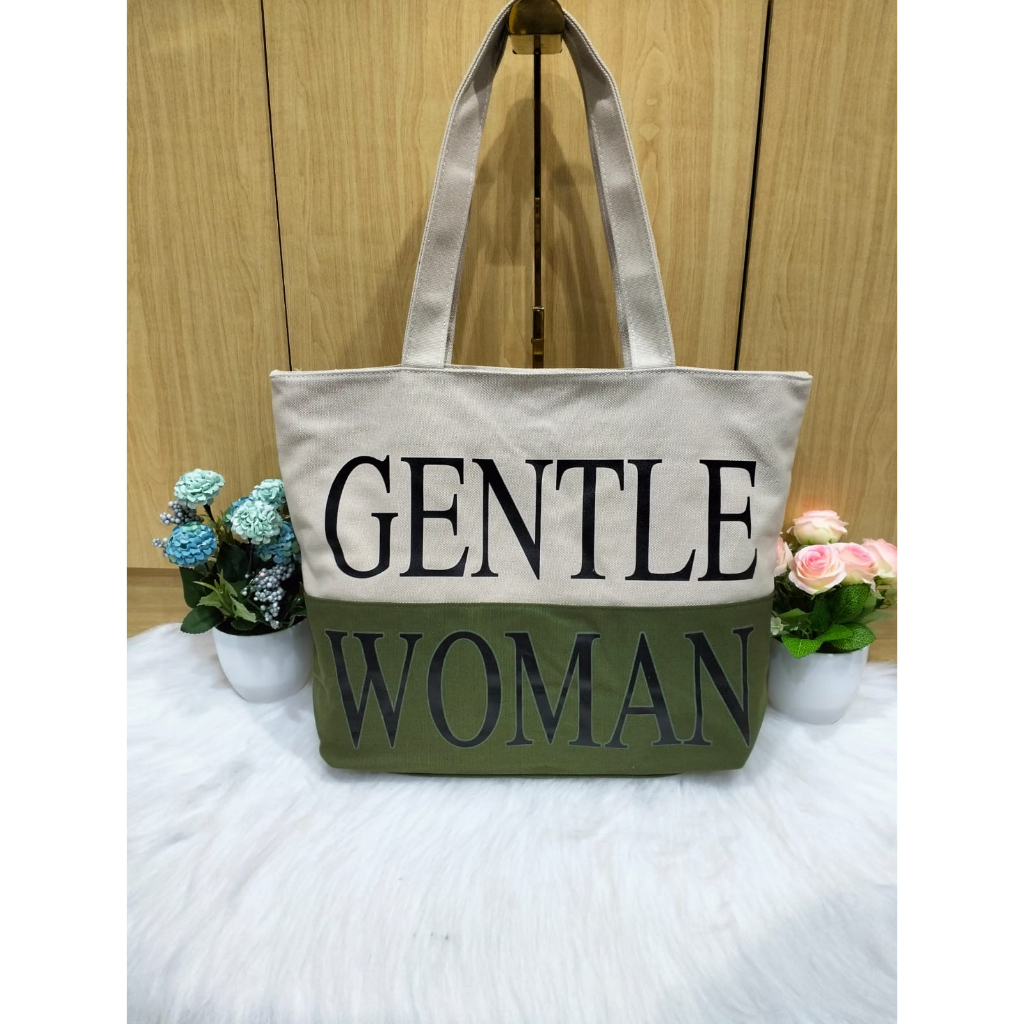 Jual Tas Getl Woman Tote Bag Canvas Resleting Tas GW Premium Kanvas ...