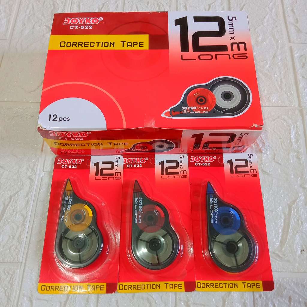 Jual 1 Box Tipex Roll Joyko Correction tape 12 M CT522 Tipex Kertas ...