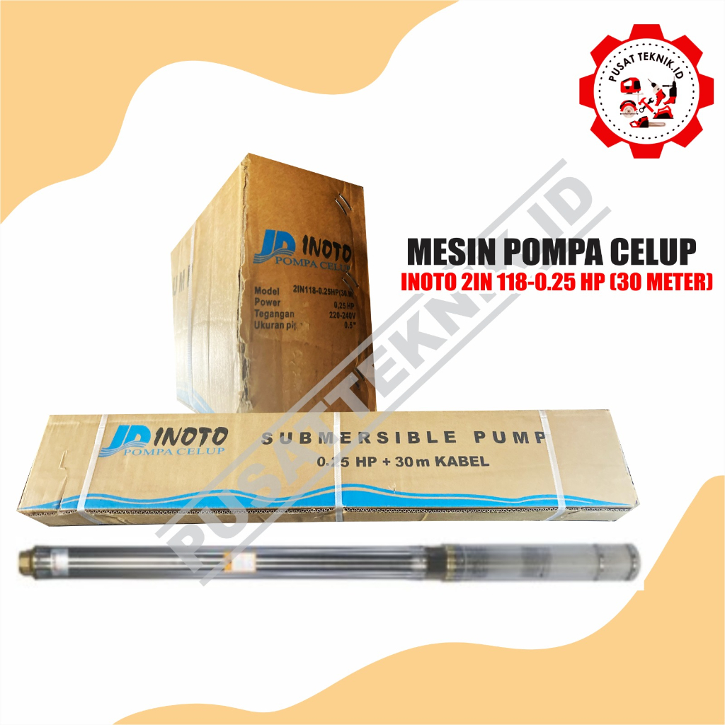 Jual SUBMERSIBLE INOTO 2IN118 + KABEL 30M POMPA CELUP 1/4HP SUBMERSIBLE ...
