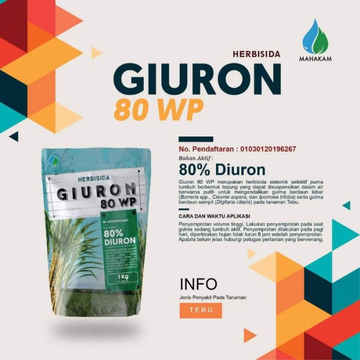Jual Herbisida Selektif Tebu Pembeku Biji Gulma GIURON 80 WP sama ...