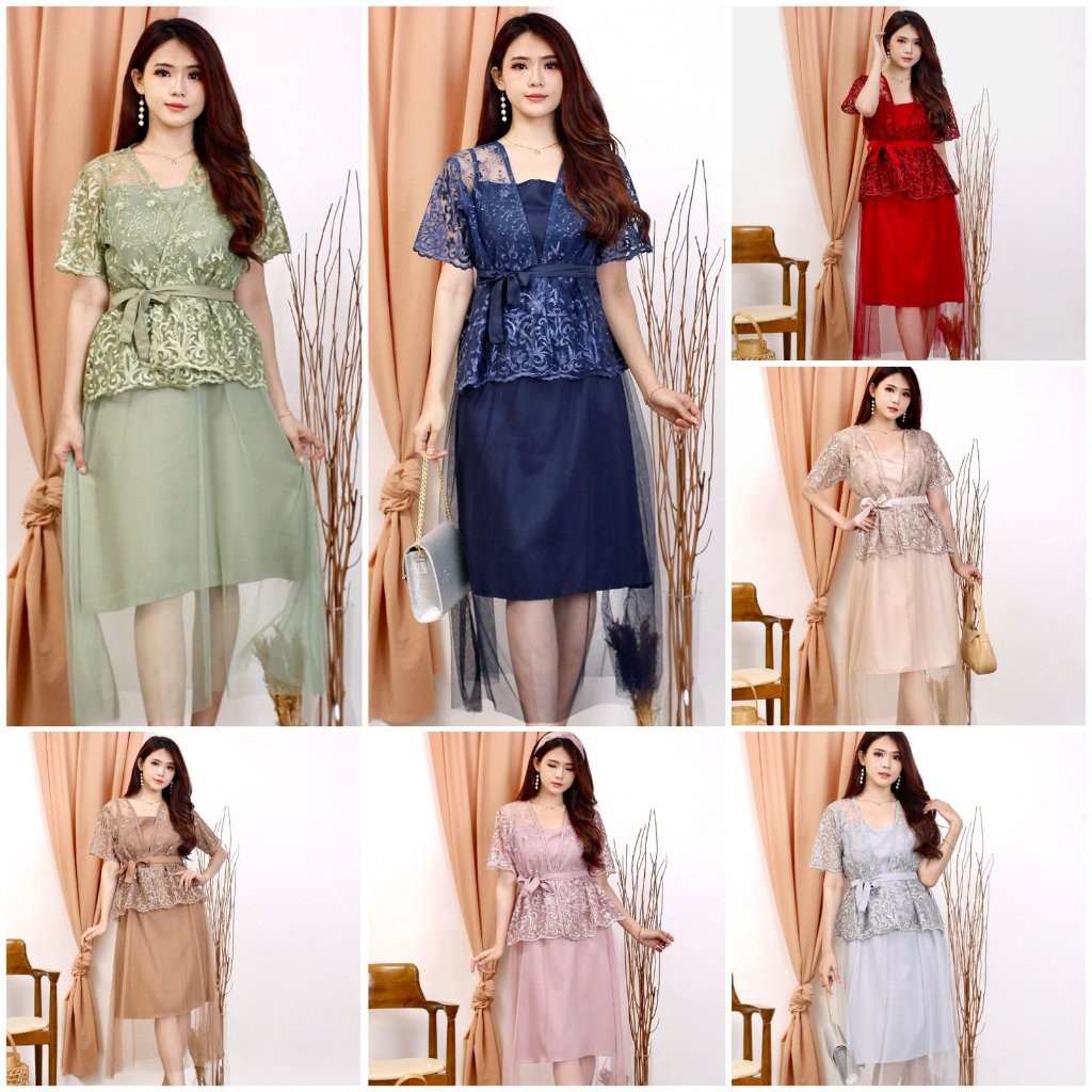 Jual (ada realpic)2in1 Dress Gracia Tile Premium Inner & Outer / Dres ...