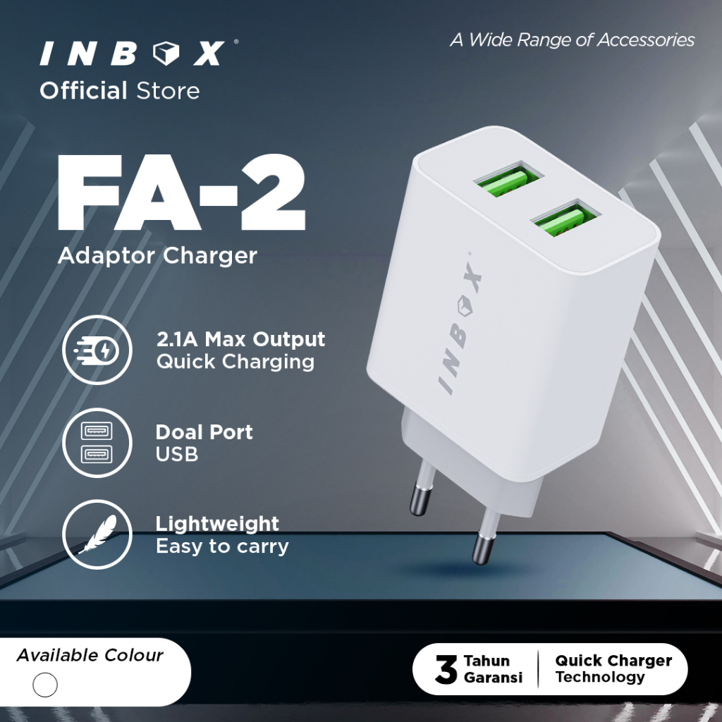 Jual Inbox FA-2 Adaptor Quick Charging 2.1A Dual Port USB A Kepala ...