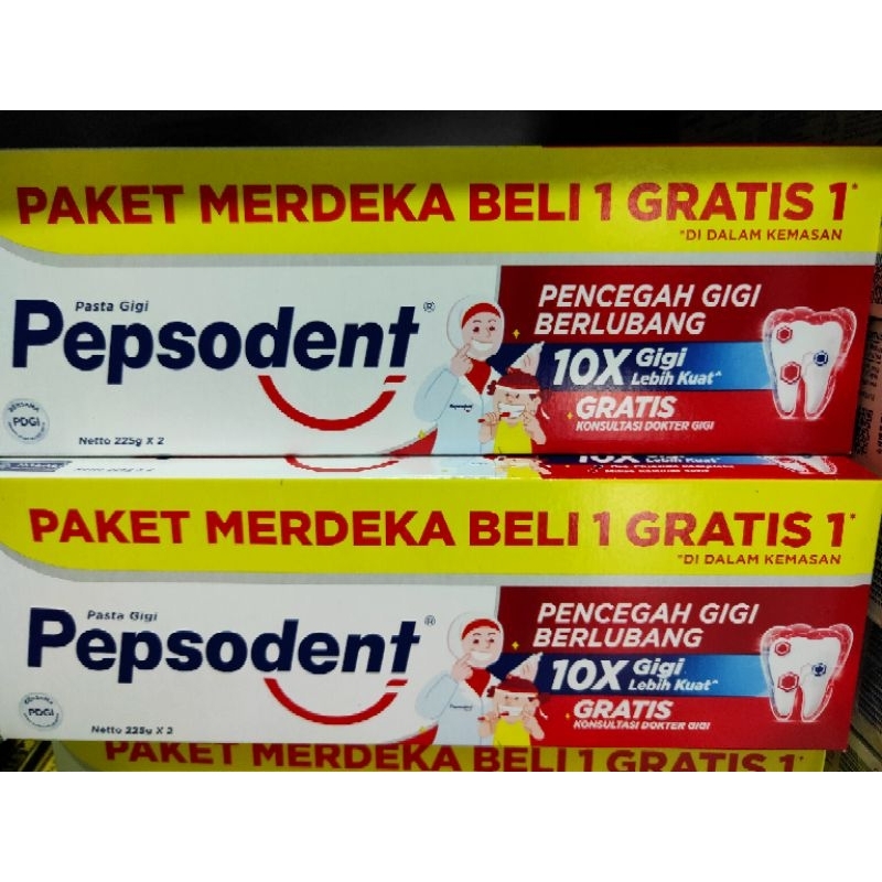 Jual Pepsodent 225gr isi 2 pcs paket merdeka | Shopee Indonesia