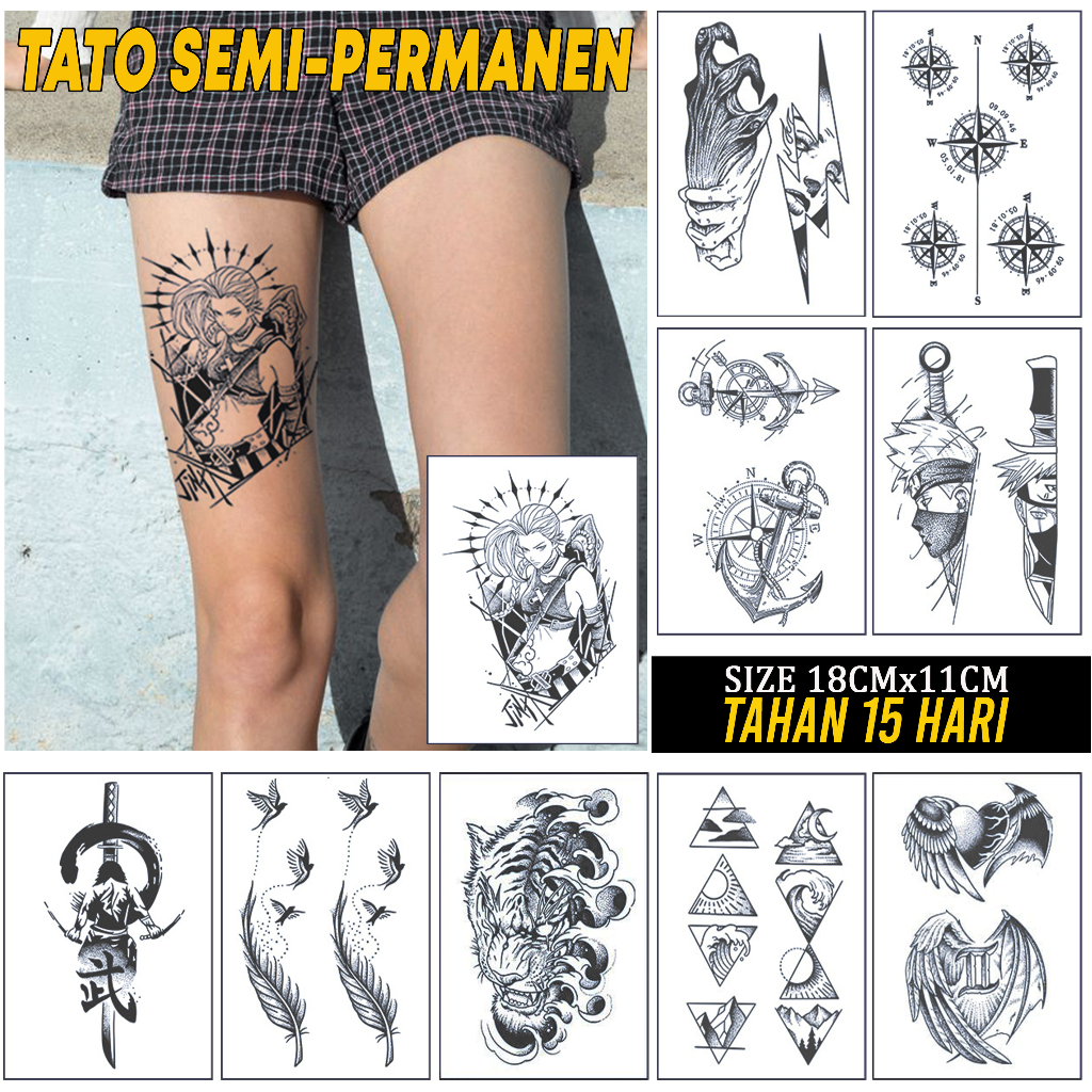 Jual Tato Temporary Semi Permanen Tatto Tahan lama Serie HC 18x11CM | Shopee Indonesia
