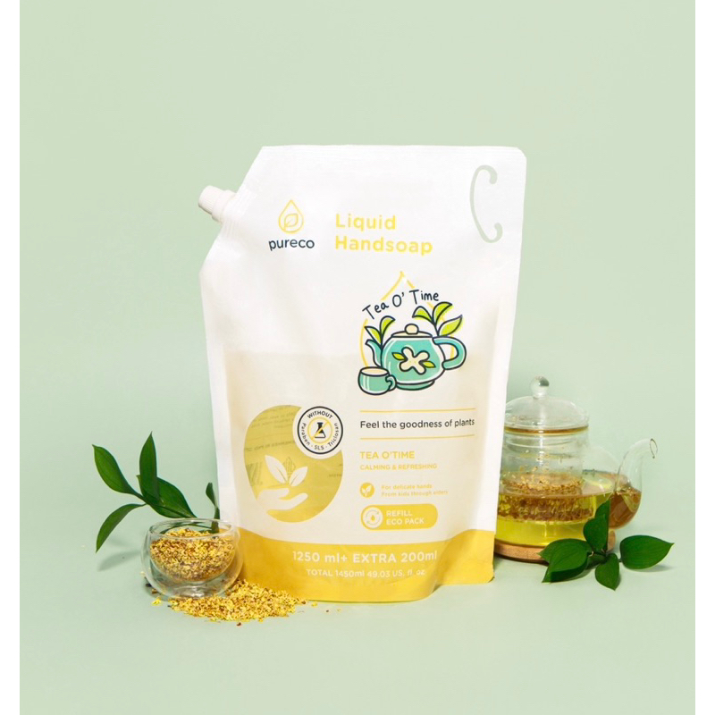 Jual Pureco Liquid Handsoap Tea O' Time Sabun Cuci Tangan 1450 ML | Shopee Indonesia