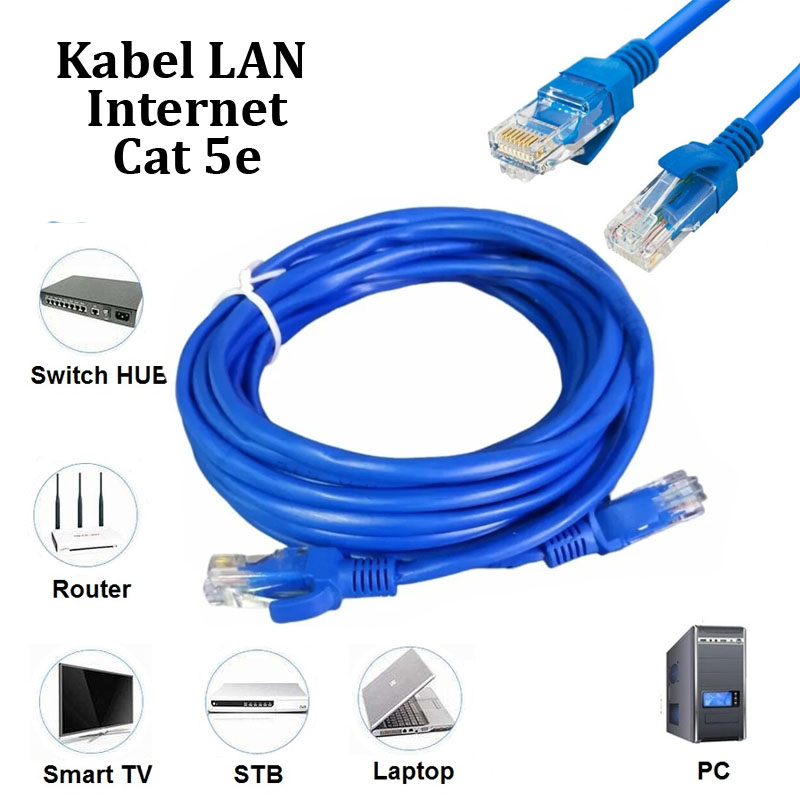 Jual Kabel Internet LAN UTP RJ45 Cat 5e Pabrikan Siap Pakai Konektor ...