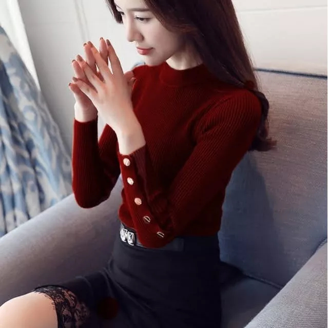 Jual INNER INARA BUTTON KNIT / Atasan rajut wanita turtle neck | Shopee ...